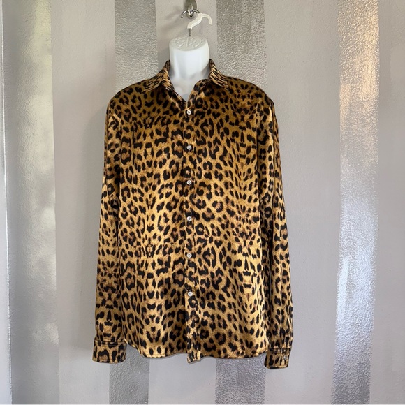 Zeroyaa | Shirts | Zeroyaa Mens Or Unisex Silky Leopard Print Button Up ...